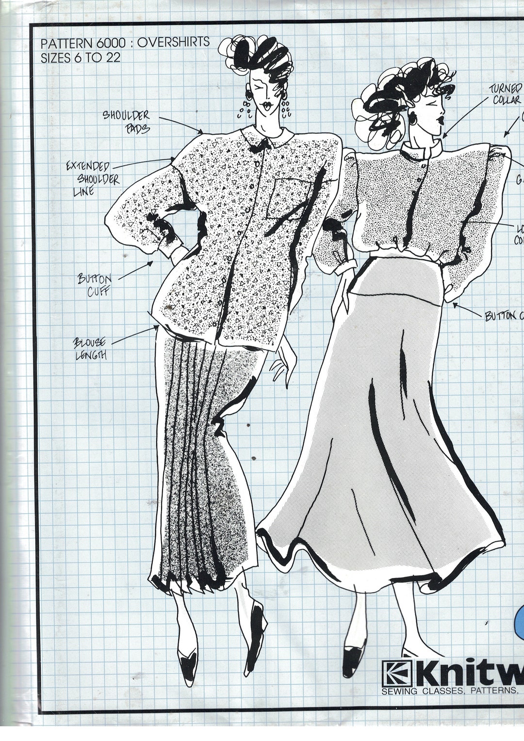 1980s Vintage Sewing Pattern Knitwit Pattern 6000 Misses Overshirts ...