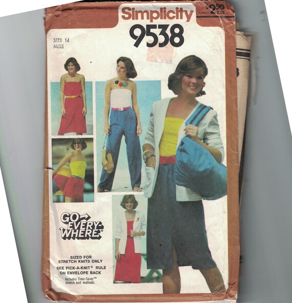 1980s Vintage Sewing Pattern Simplicity 9538 Misses Go | Etsy