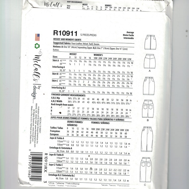 Misses Sewing Pattern Mccalls M8149 8149 R10911 Slim Pencil - Etsy