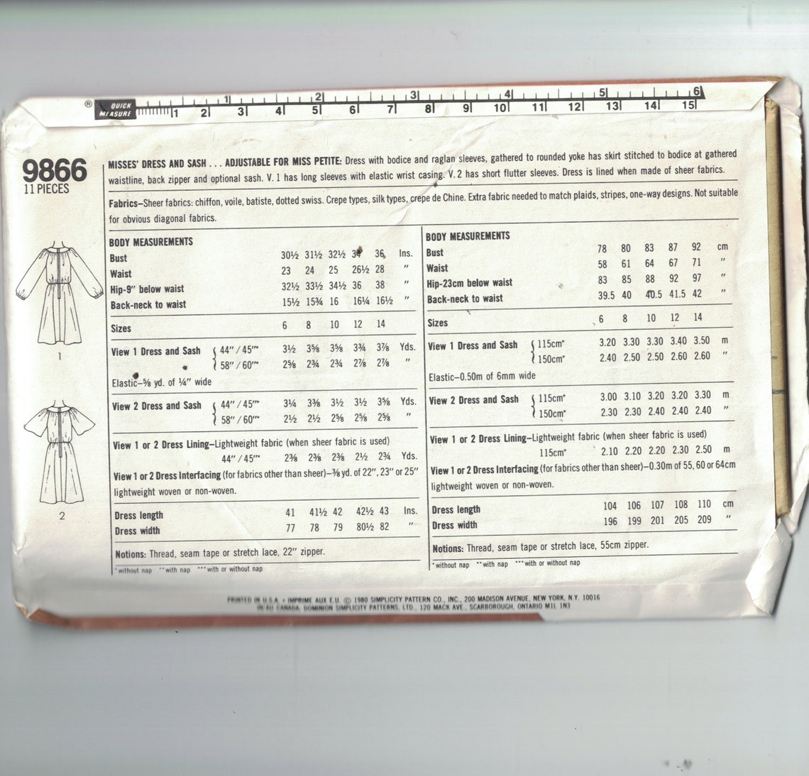 1980s Vintage Sewing Pattern Simplicity 9866 Misses and Petite Loose ...