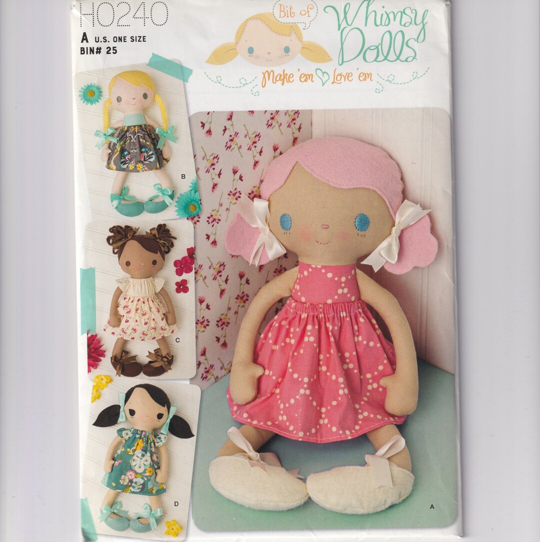 Craft Sewing Pattern Simplicity 8539 H0240 Bit of Whimsy 15 Inch Dolls ...