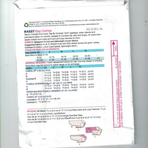 Craft Sewing Pattern Kwik Sew K4227 4227 Cat Dog Pet Costumes Jumper ...