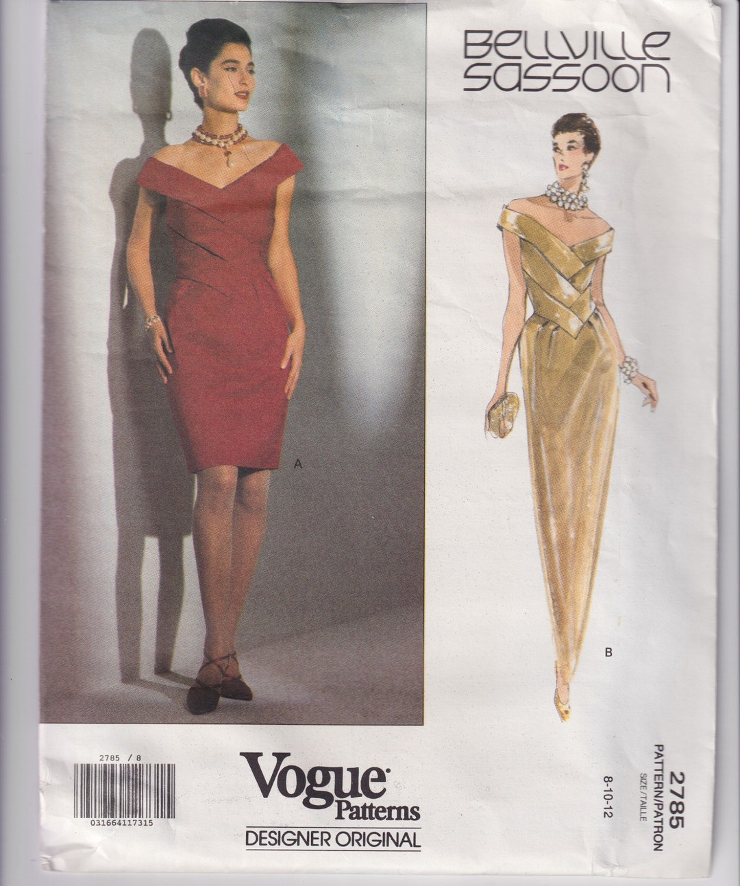 Vintage 1990s Sewing Pattern Vogue 2785 Bellville Sassoon Portrait ...