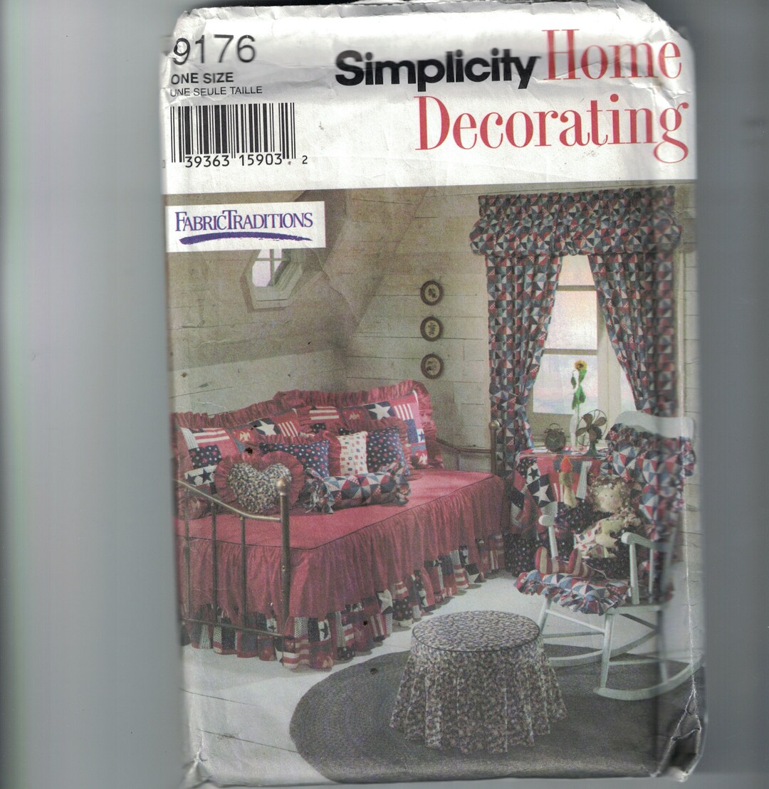 Craft Sewing Pattern Simplicity 9176 Den Accessories Bed Cover Curtains ...