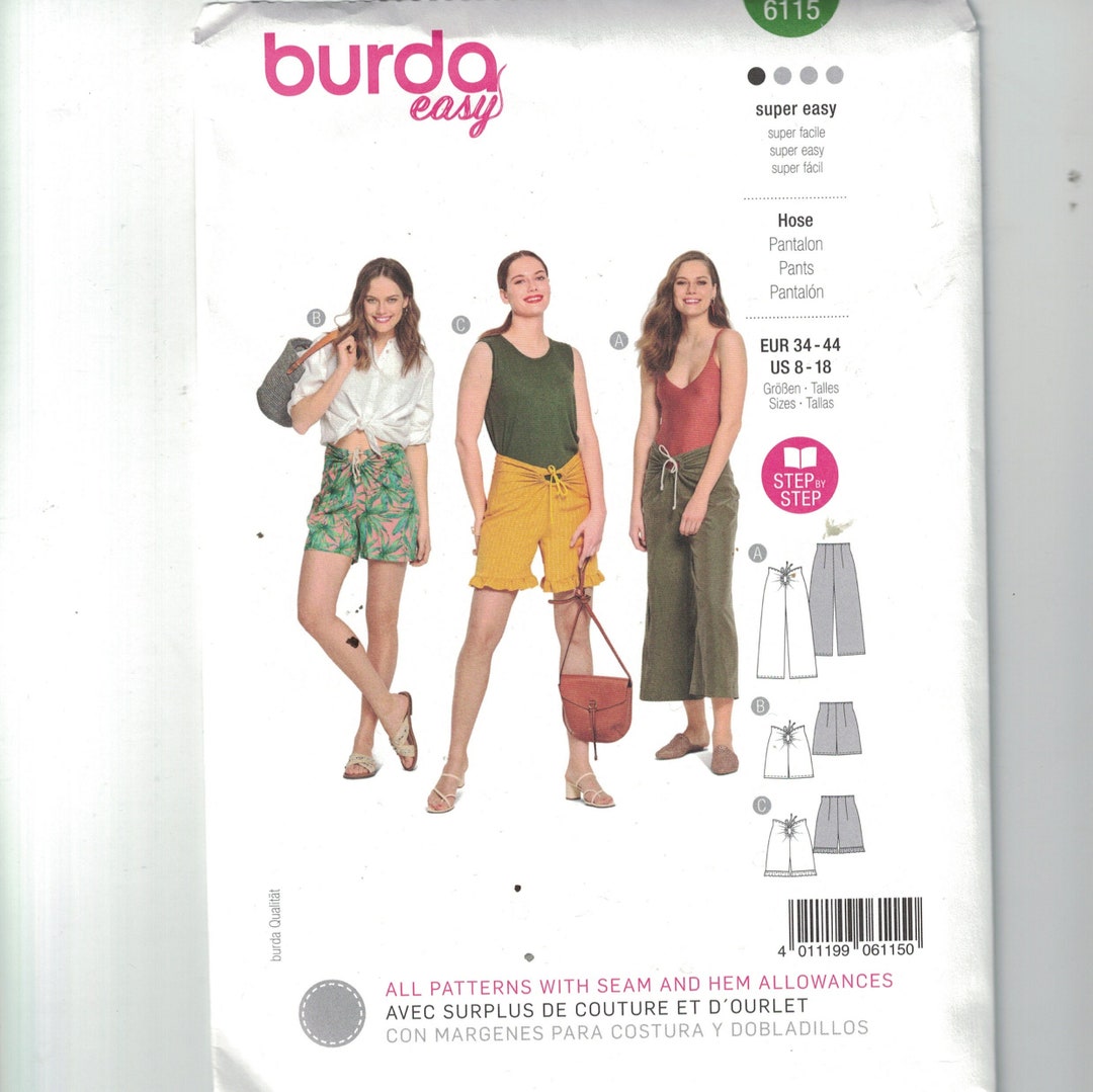Misses Sewing Pattern Burda 6115 Misses Shorts or Pants With Ruffle and ...