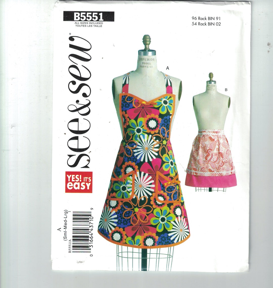 Misses Sewing Pattern See and Sew B5551 5551 Misses Easy Apron Full ...