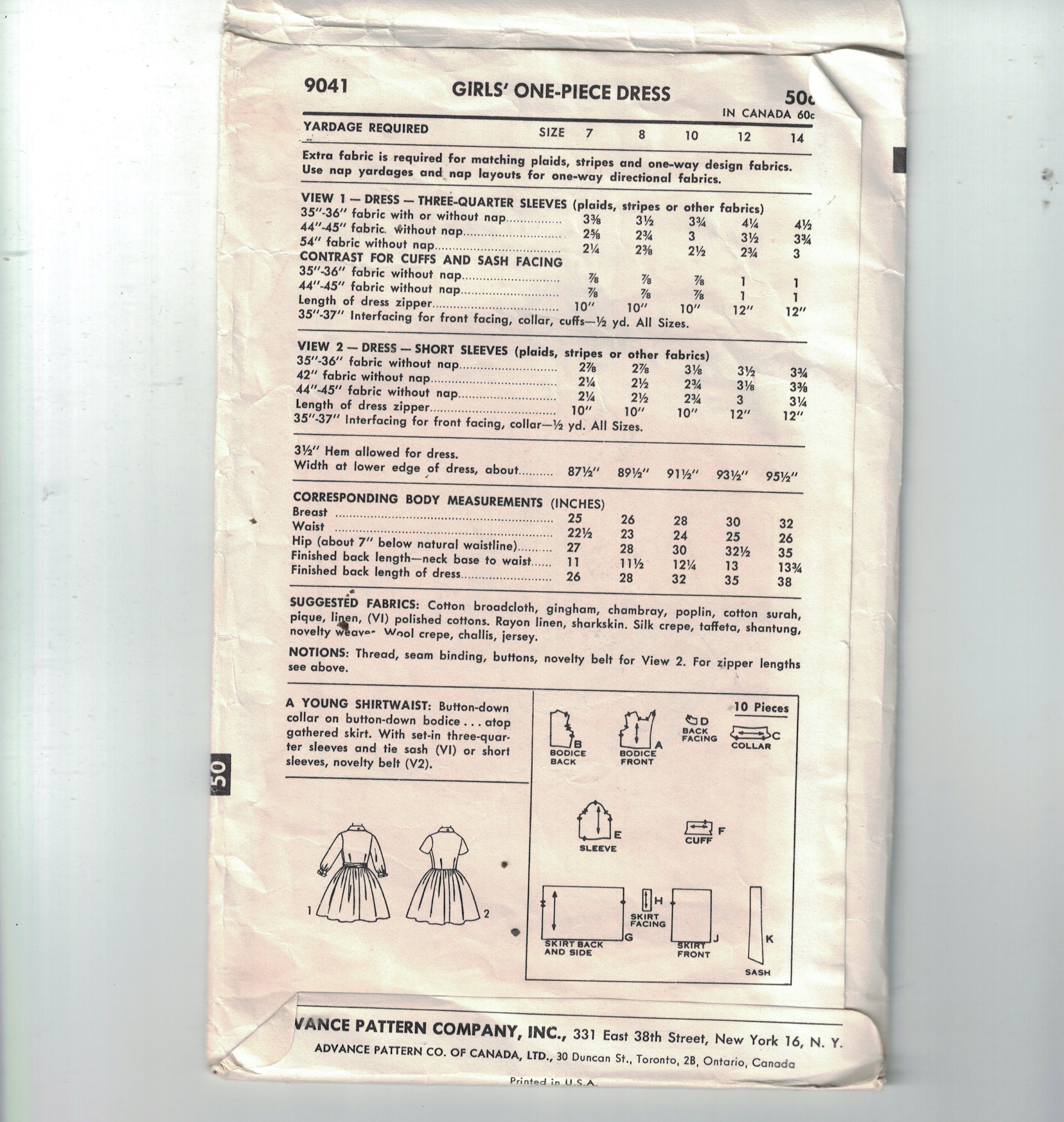 1950s Vintage Sewing Pattern Advance 9041 Girls Full Skirt - Etsy