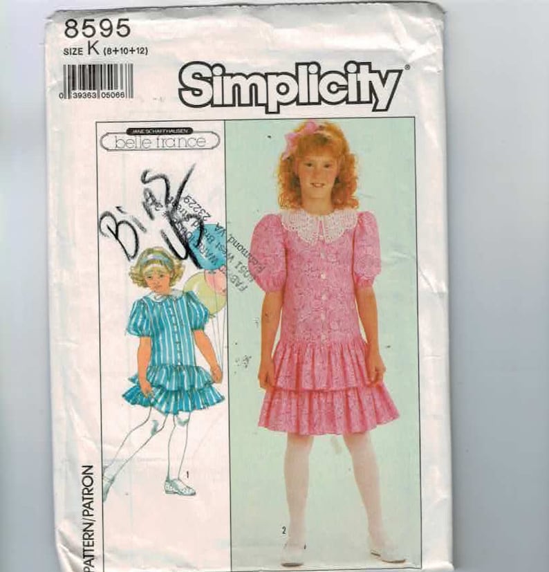 1980s Vintage Sewing Pattern Simplicity 8595 Girls Belle - Etsy
