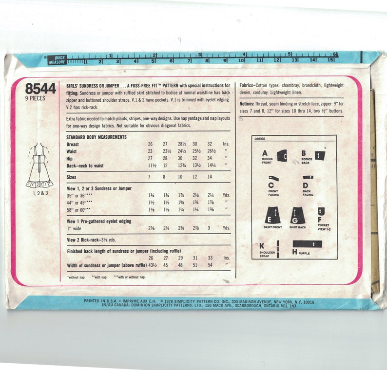 1970s Vintage Sewing Pattern Simplicity 8544 Girls Teens Easy - Etsy