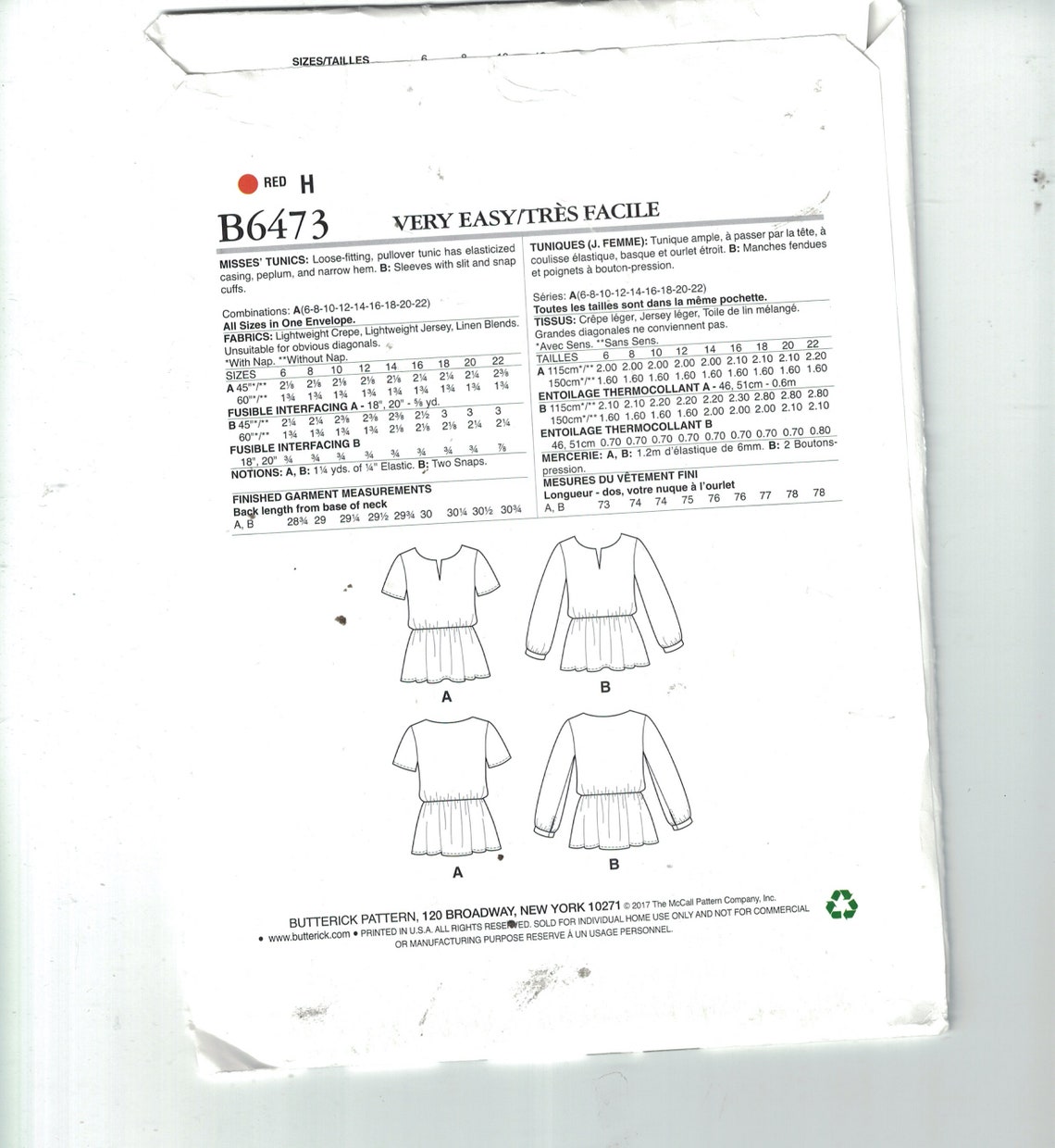 Misses Sewing Pattern See and Sew B6473 6473 Easy Loose - Etsy