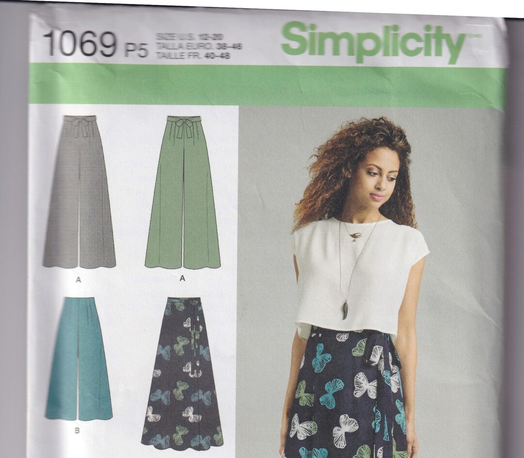 Misses Sewing Pattern Simplicity 1069 Wide Leg Pants Culottes or Wrap ...