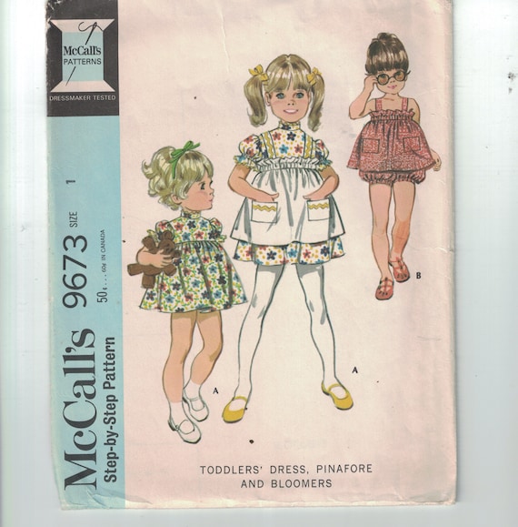1960s Vintage Sewing Pattern Mccalls 9673 Girls Dress Pinafore | Etsy