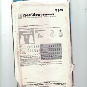 1980s Vintage Sewing Pattern See and Sew Butterick 3278 Misses A Line ...