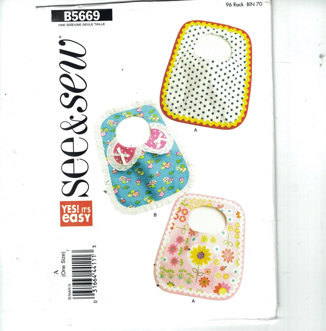 Craft Sewing Pattern See and Sew B5669 5669 Easy Bib Baby Shower Gift ...