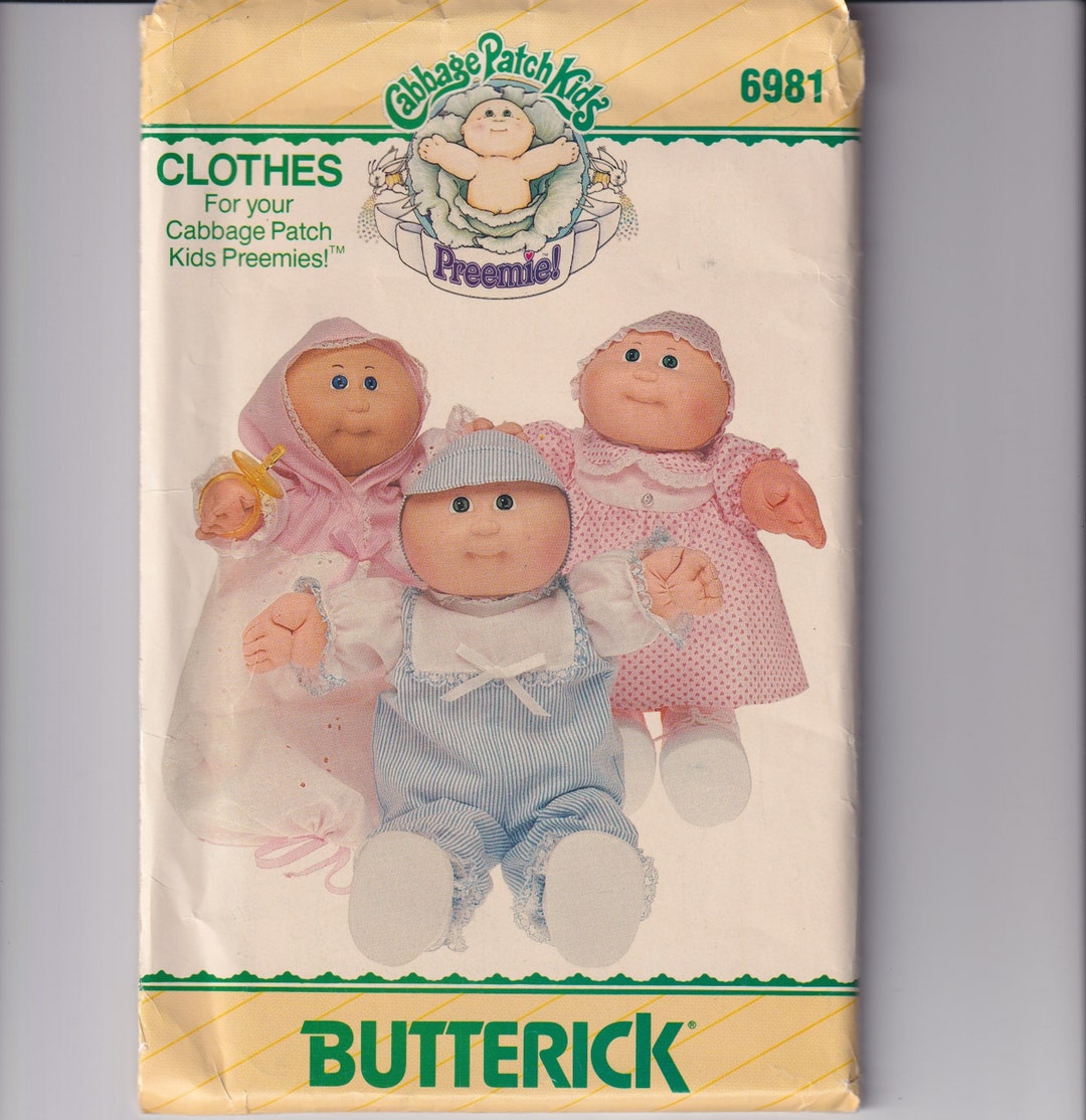 1980s Vintage Doll Sewing Pattern Butterick 6981 Cabbage Patch Kids ...