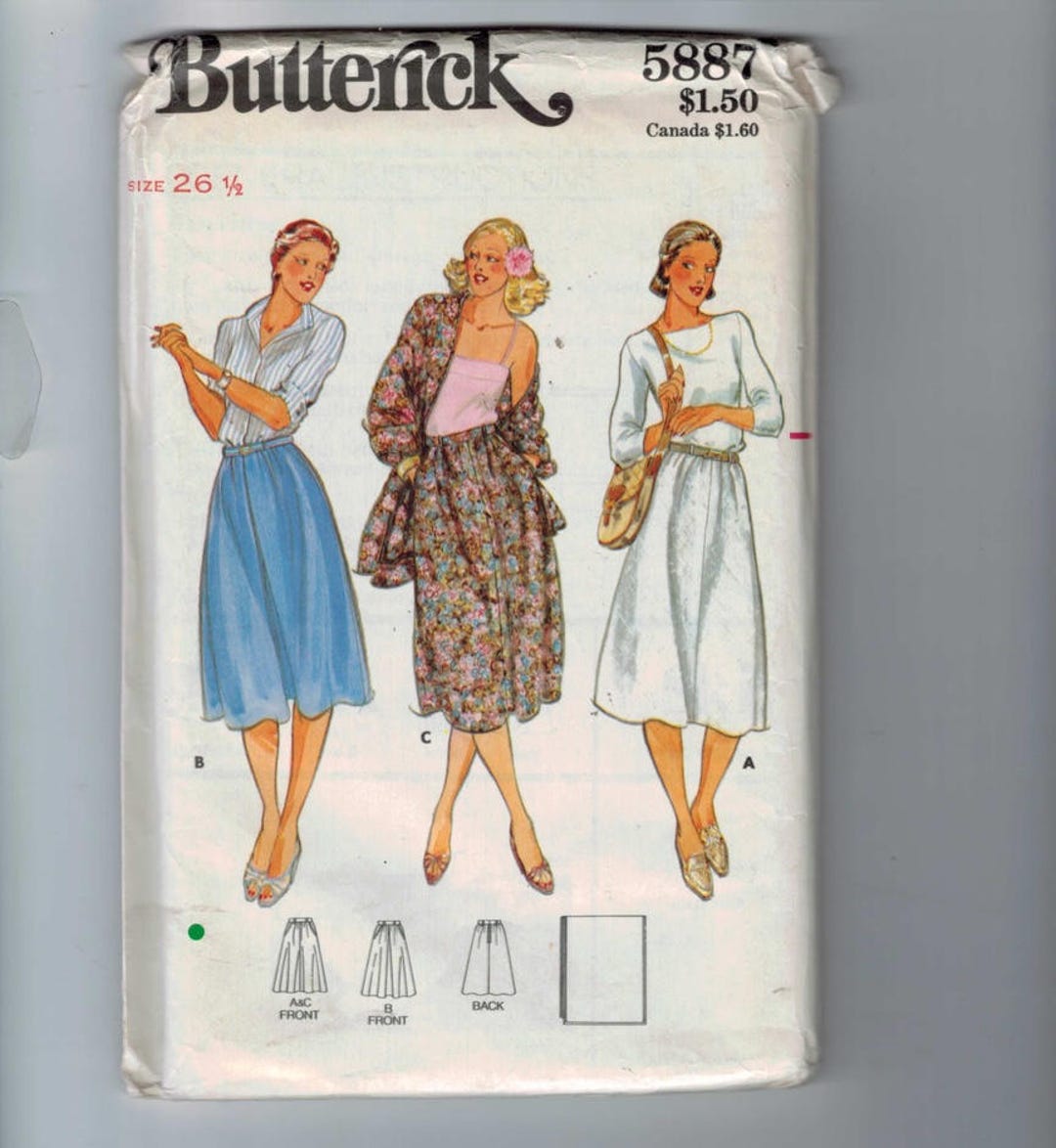 1970s Vintage Sewing Pattern Butterick 5887 Misses Calf Length Full ...