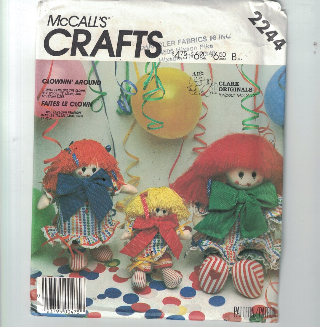 1980s Vintage Craft Sewing Pattern Mccalls 2244 Clownin Around Clark ...