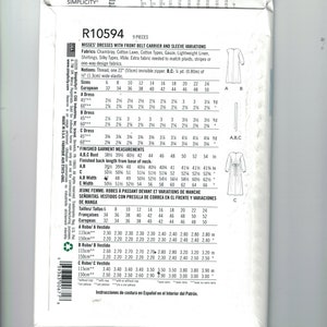 Misses Sewing Pattern Simplicity S9138 9138 / R10594 Peasant Dress With ...