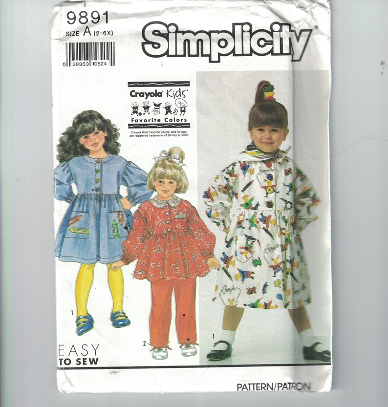 1980s Girls Sewing Pattern Simplicity 9891 Crayola Kids Dress - Etsy