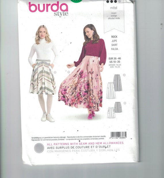 Misses Sewing Pattern Burda 6386 Misses Skirt With Inverted - Etsy