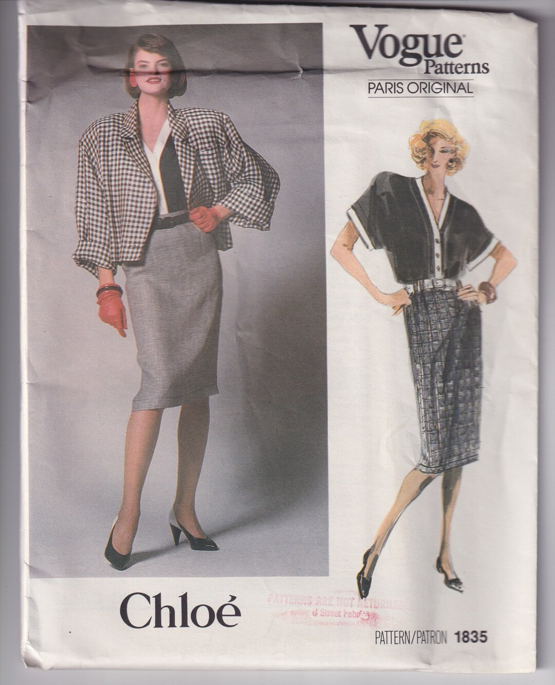1980s Vintage Sewing Pattern Vogue Paris Original 1835 Chloe Jacket Top ...
