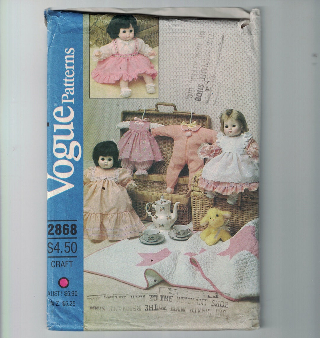 1980s Vintage Craft Sewing Pattern Vogue 2868 Wardrobe for Baby Doll in ...