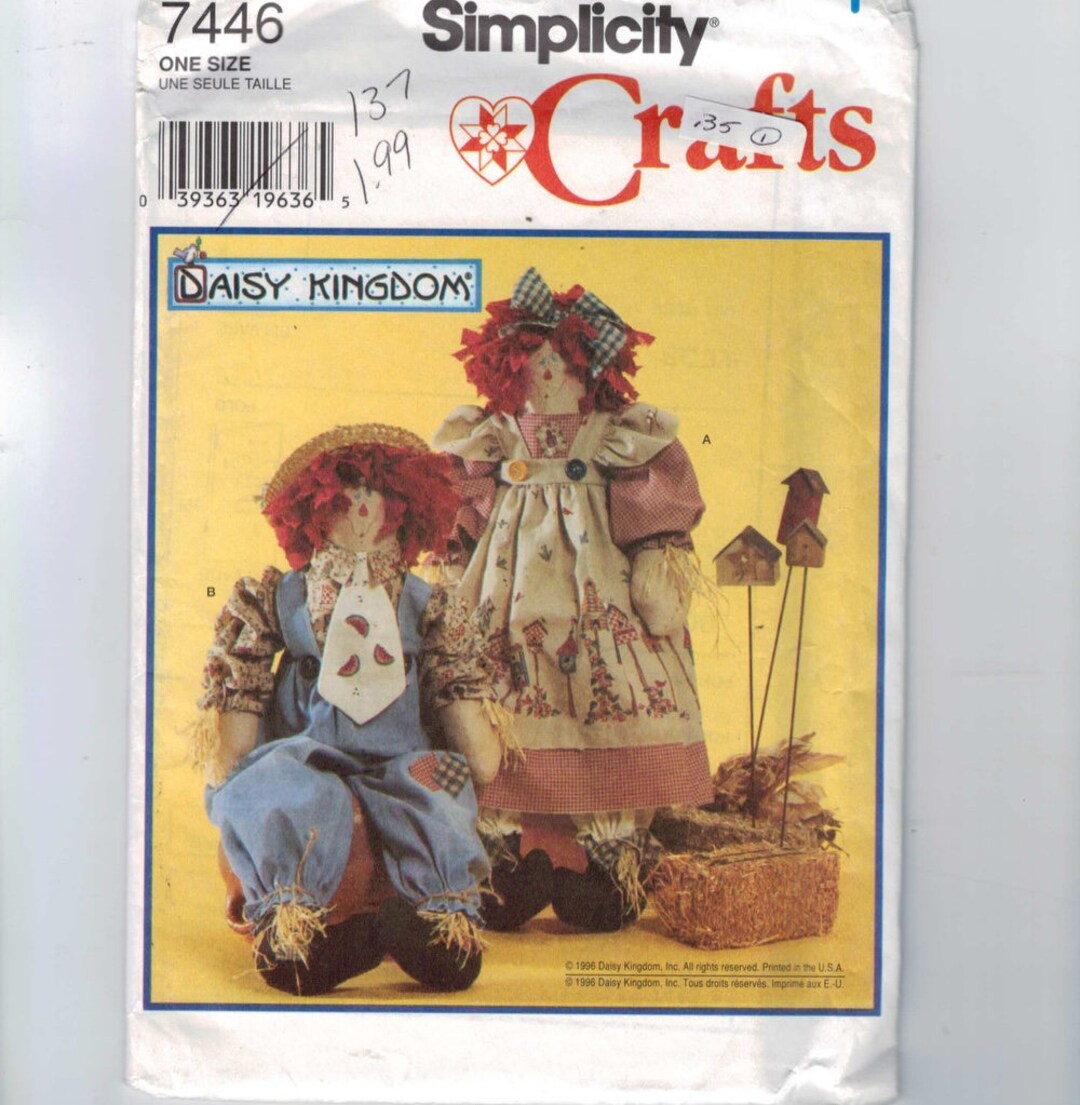 Craft Sewing Pattern Simplicity 7446 Daisy Kingdom Rag Doll Home Decor ...
