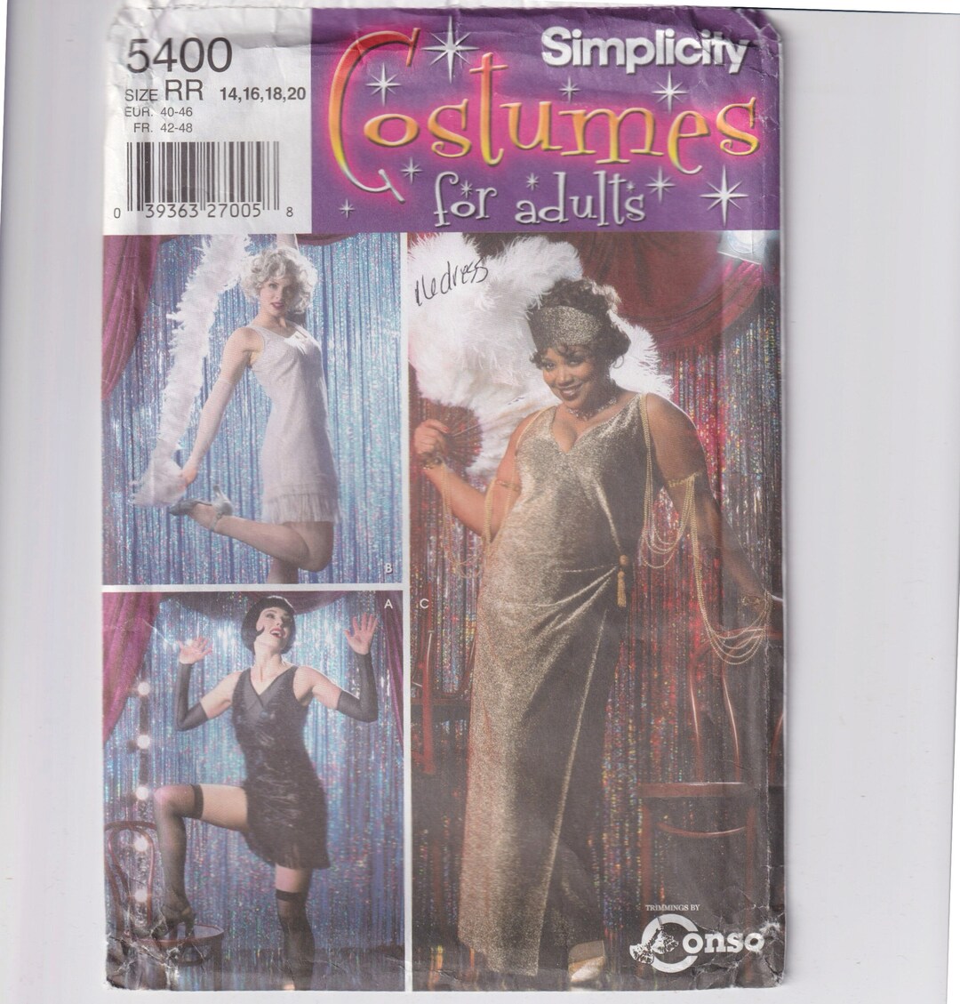 Misses Sewing Pattern Simplicity 5400 Halloween Costume Flapper Chicago ...