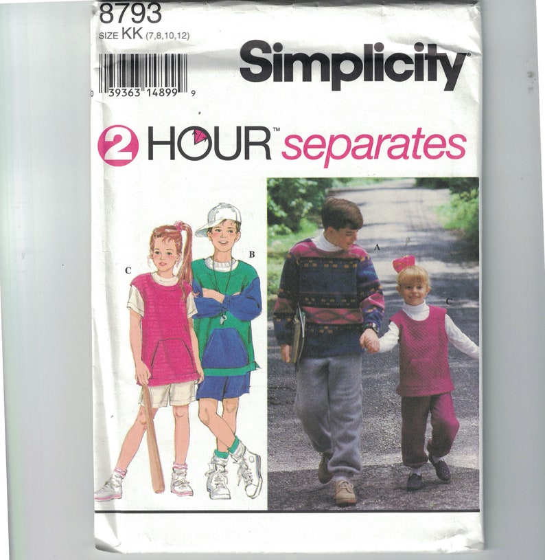 Kids Sewing Pattern Simplicity 8793 Girls Boys Pullover Top or | Etsy