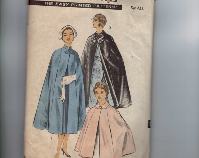 1960s Vintage Sewing Pattern Advance 7963 Misses Cape Size Small 10 12 ...
