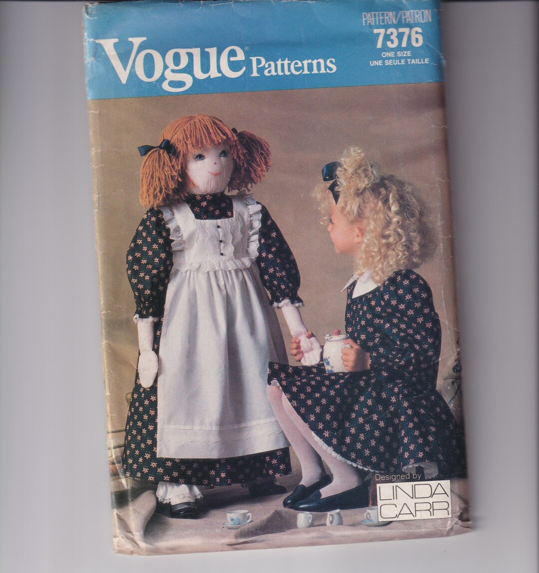 Vintage 1980s Doll Sewing Pattern Vogue 7376 40 Inch Toddler Doll With ...