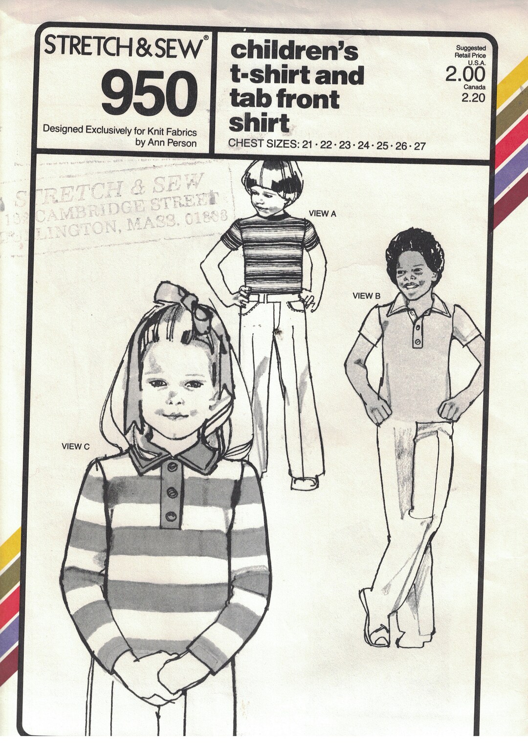 1970s Vintage Sewing Pattern Stretch and Sew 950 T-shirt and Tap Front ...