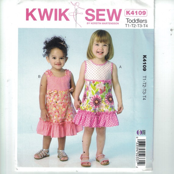 Girls Sewing Pattern Kwik Sew K4109 4109 Toddlers Dresses | Etsy