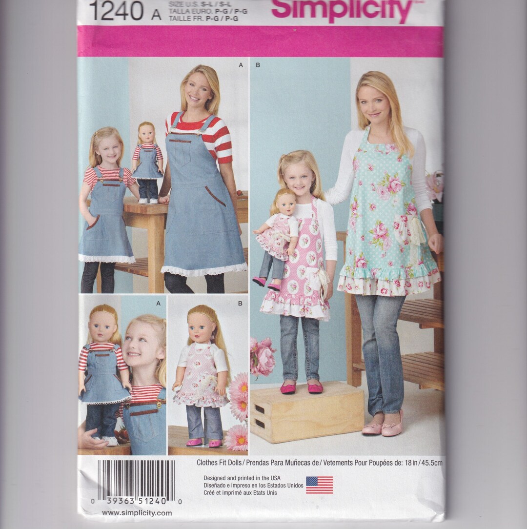 Craft Sewing Pattern Simplicity 1240 D0970 Misses Girls Mommy Daughter and 18 Inch Doll Matching ...