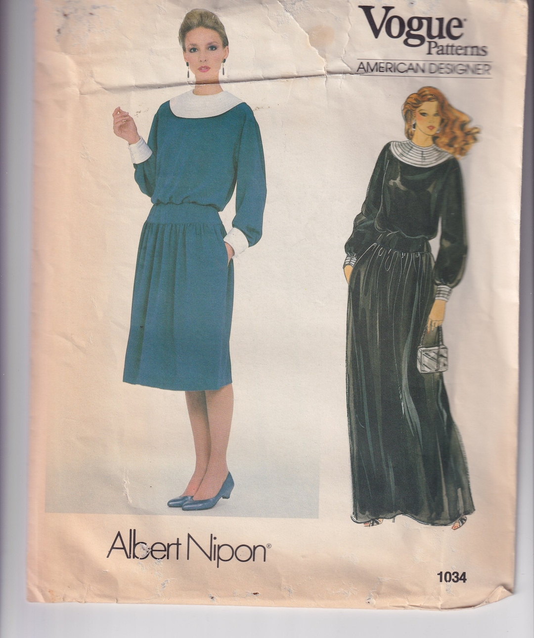 1980s Vintage Sewing Pattern Vogue American Designer 1034 Albert Nipon ...