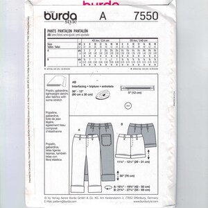 Misses Sewing Pattern Burda 7550 Misses Easy Pants and Shorts Capris ...