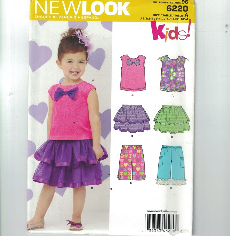 Kids Sewing Pattern New Look 6220 Toddlers Girls Top Tiered - Etsy