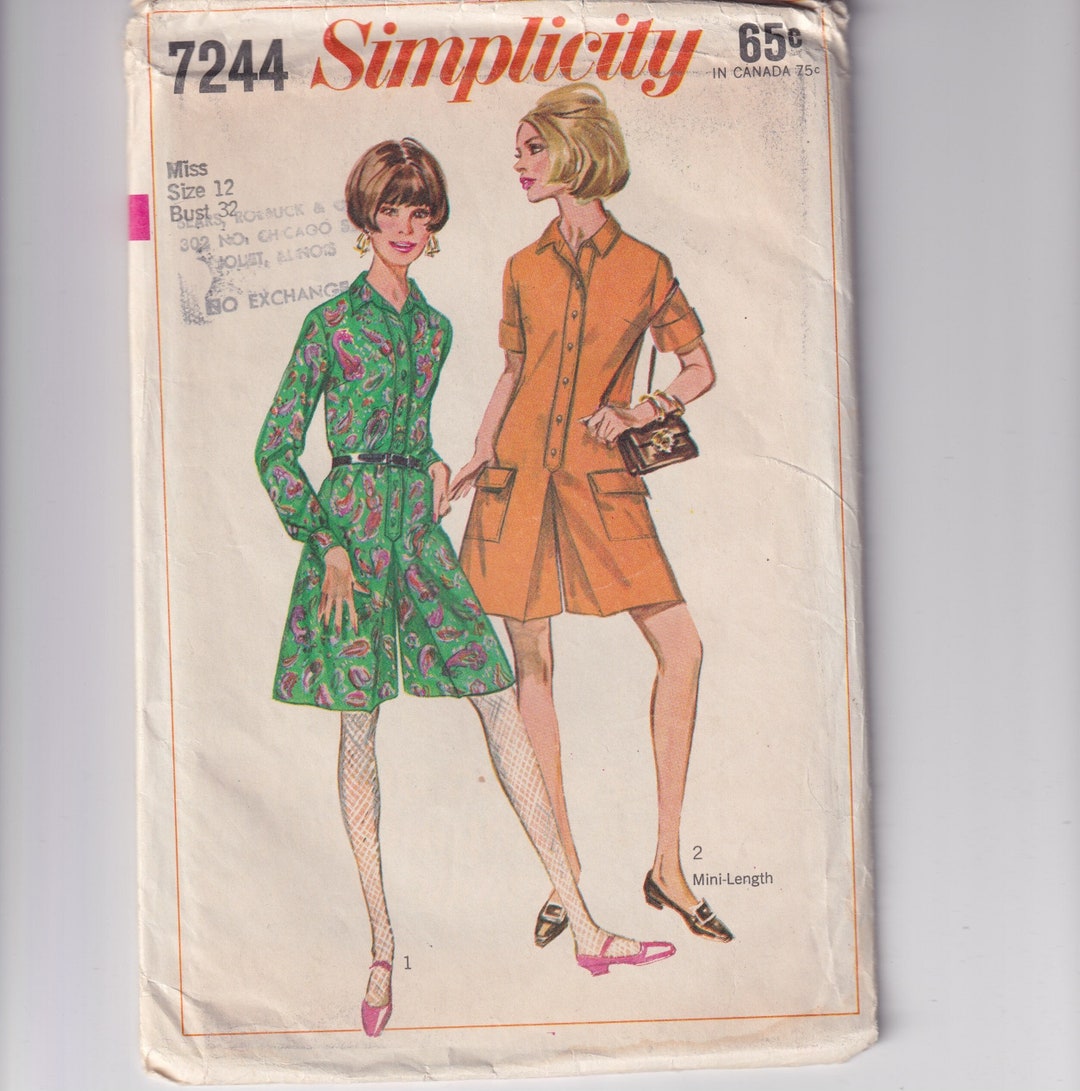 1960s Vintage Sewing Pattern Simplicity 7244 Step in Pantsdress Romper ...