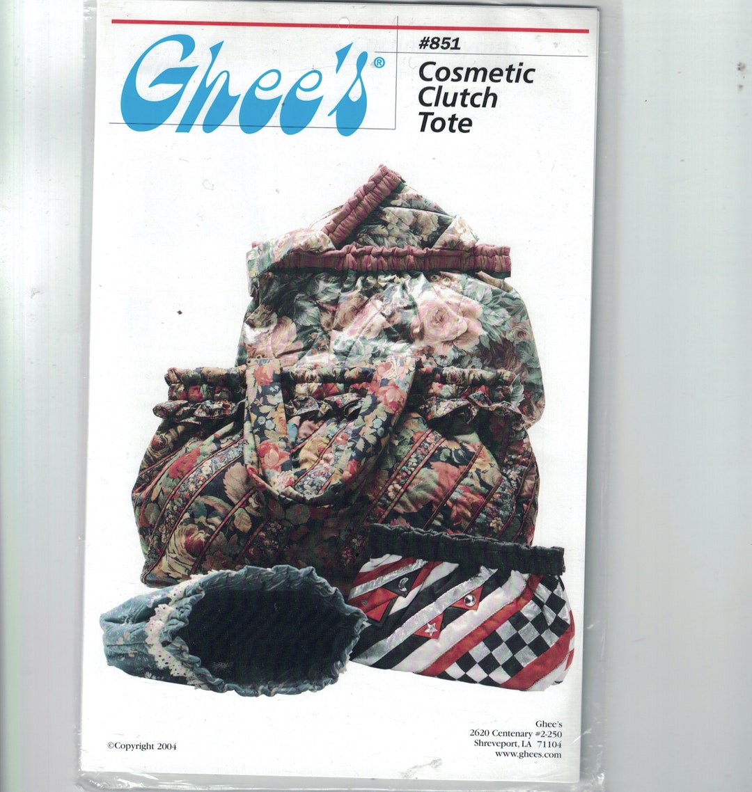 Craft Sewing Pattern Ghee's #851 Cosmetic Clutch Tote Purse Bag Craft ...