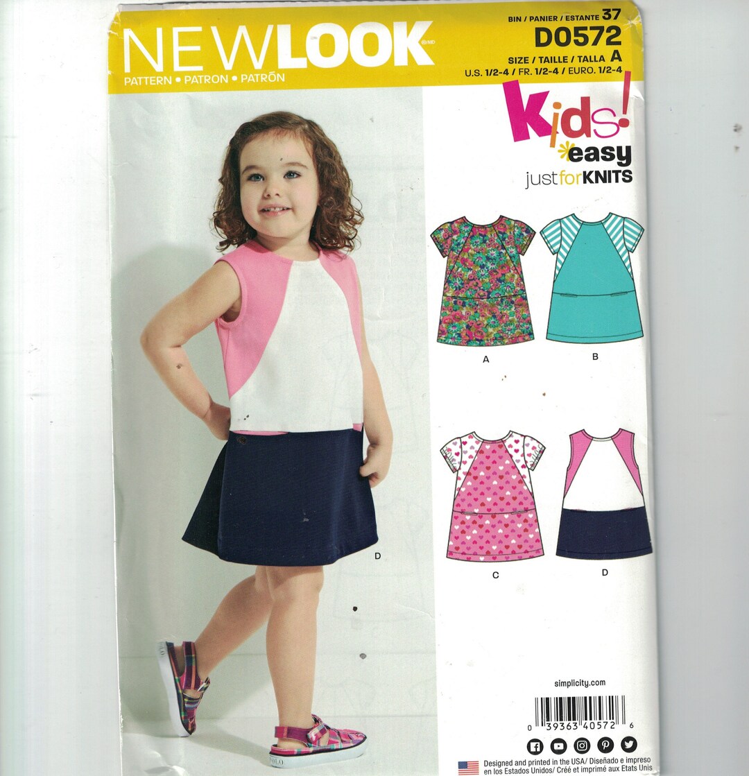Kids Sewing Pattern New Look D0572 6503 Girls Drop Waist Dress A Line ...