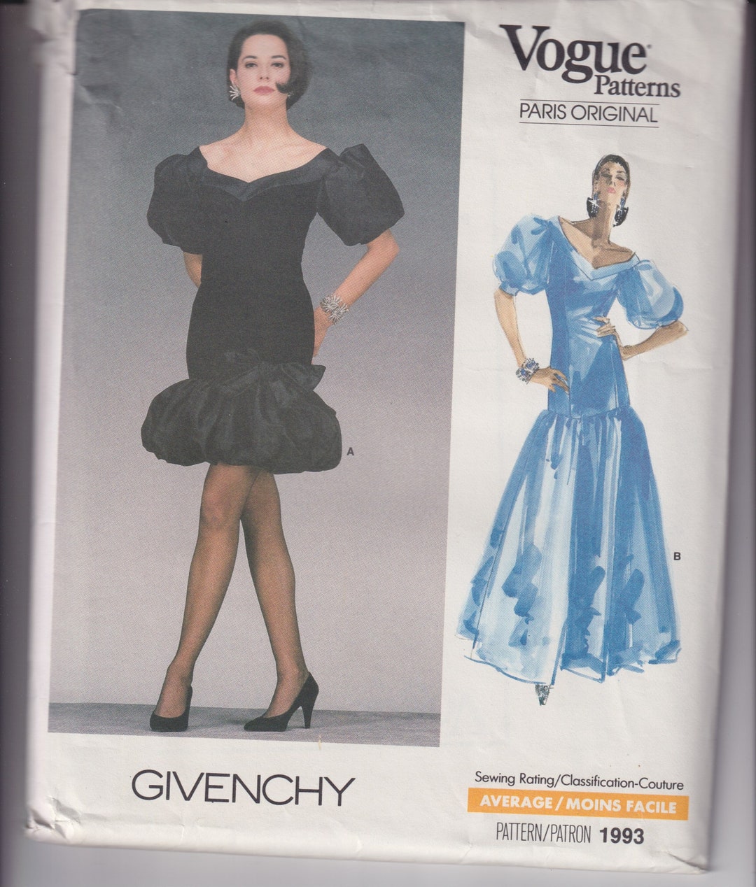 1980s Vintage Sewing Pattern Vogue Paris Original 1993 Givenchy Puff ...