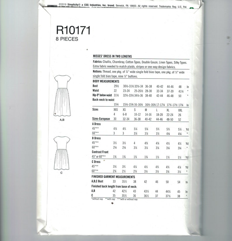Misses Sewing Pattern Simplicity S8879 8879 R10171 the Origami Dress ...