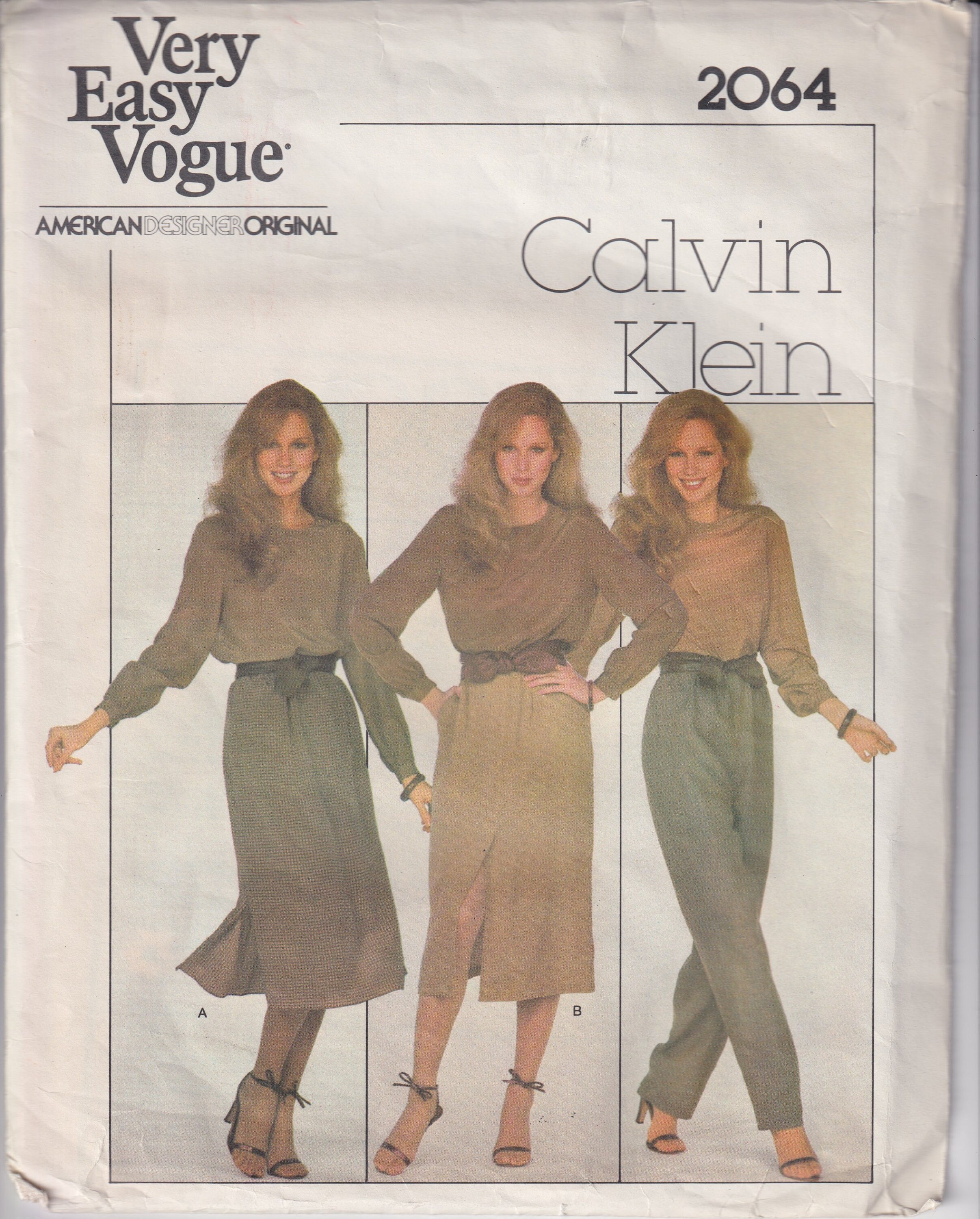 1980s Sewing Pattern Vogue 2064 Calvin Klein American Designer Easy ...