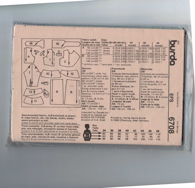 1980s Vintage Sewing Pattern Burda 6708 Retro Dress With | Etsy