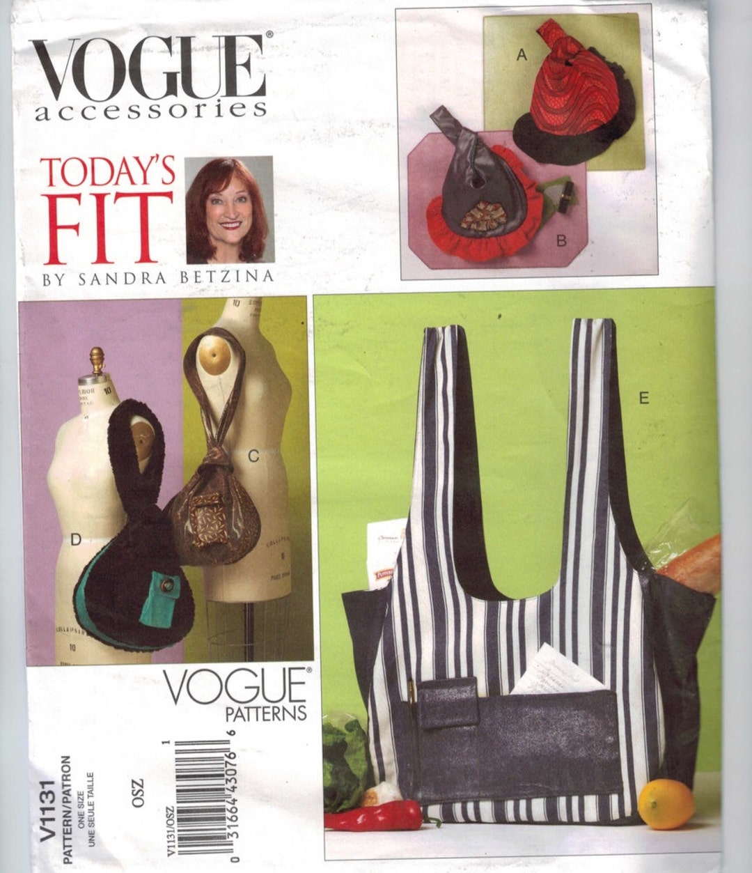 Craft Sewing Pattern Vogue V1131 1131 Sandra Betzina Todays Fit Bags ...