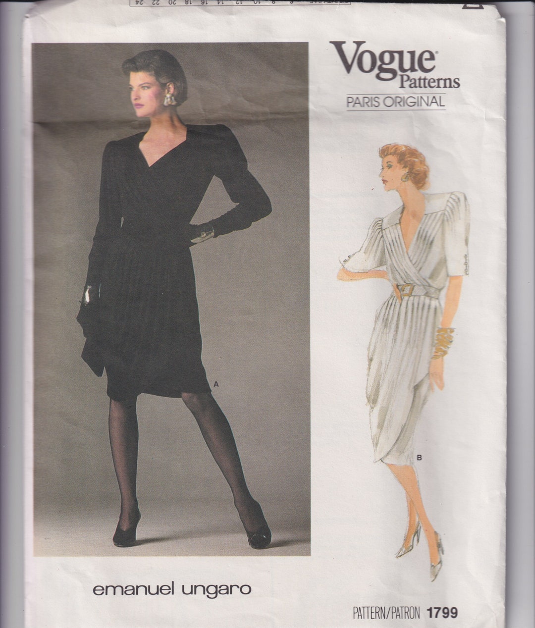 1980s Vintage Sewing Pattern Vogue Paris Original 1799 Emanuel Ungaro ...