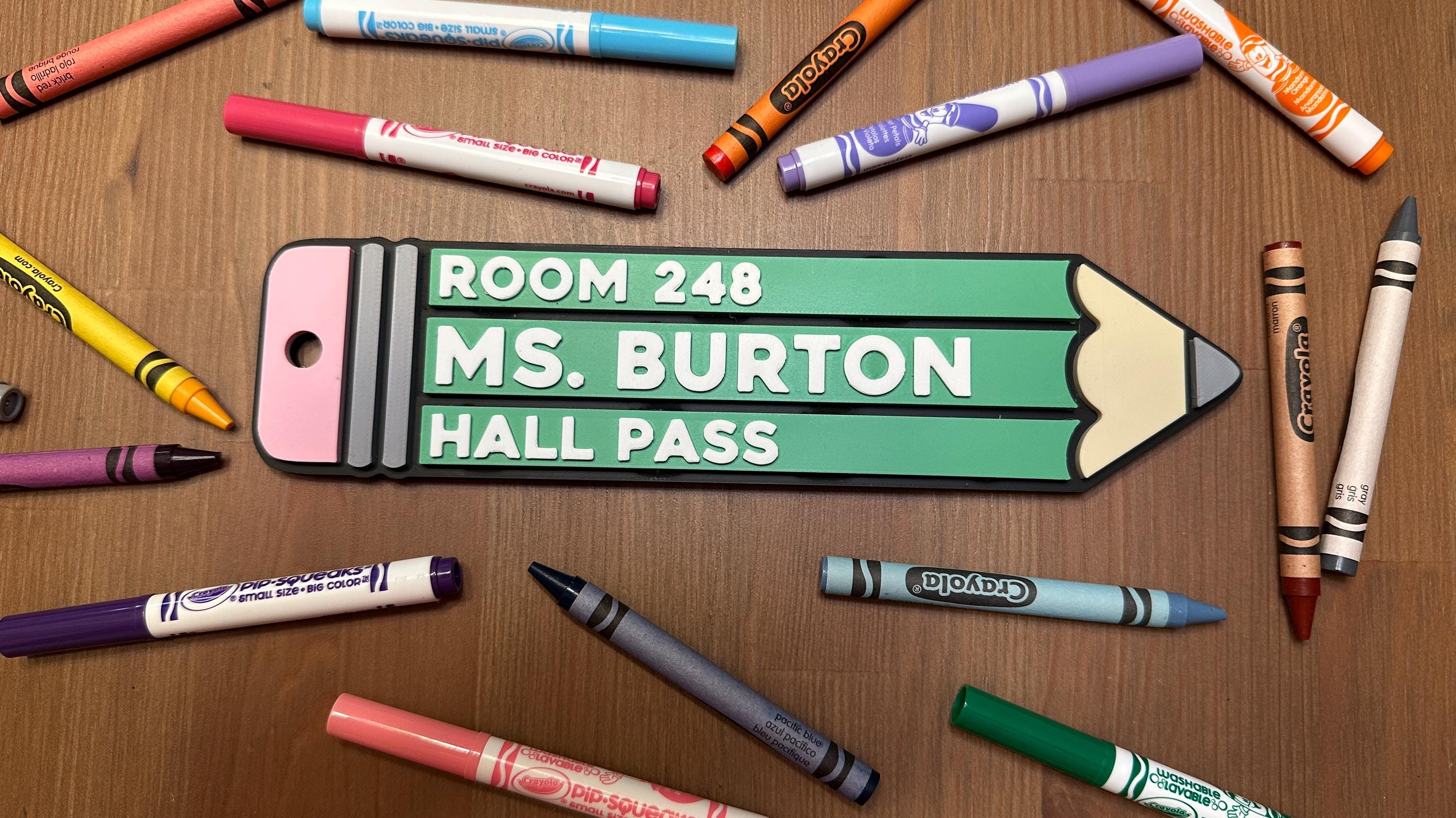 Custom 3D Printed Pencil Hall Pass: Teacher Classroom Decor - Etsy