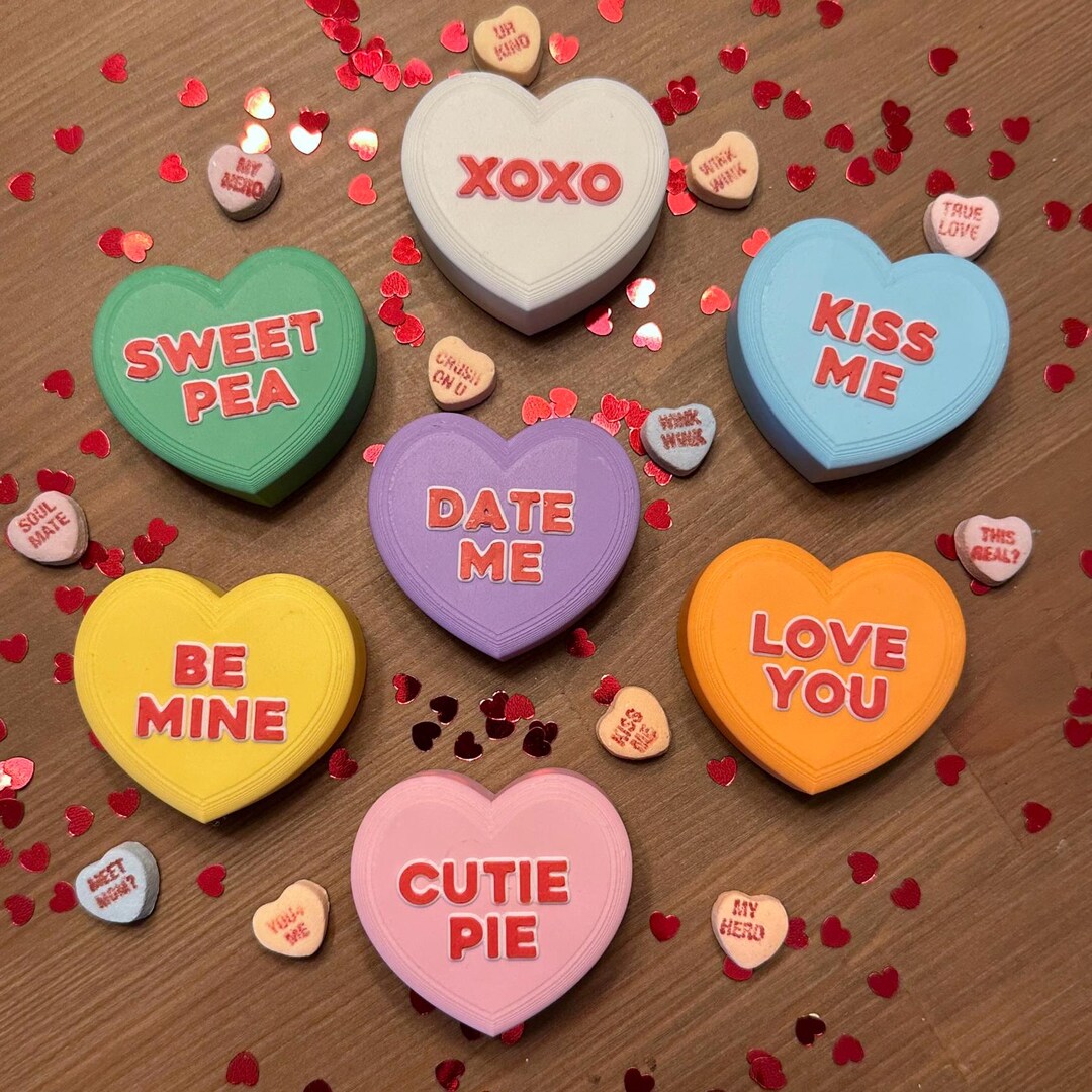 Magnet Sized Valentine's Day 3D Printed Candy Hearts - Personalized ...