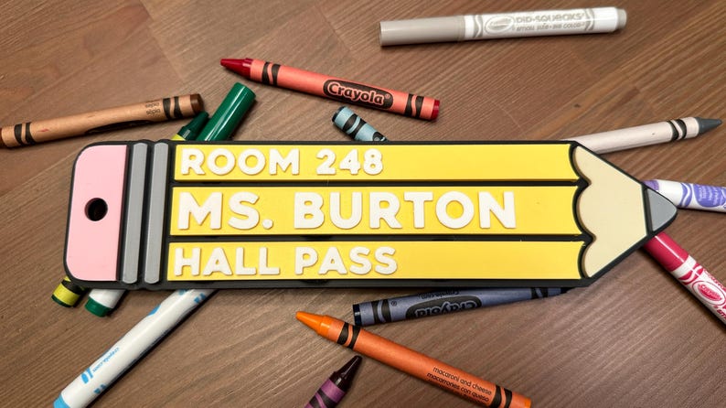 Custom 3D Printed Pencil Hall Pass: Teacher Classroom Decor - Etsy