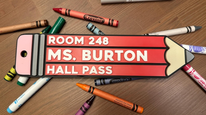Personalized 3D Printed Hall Pass | Custom Classroom Pass With Name ...